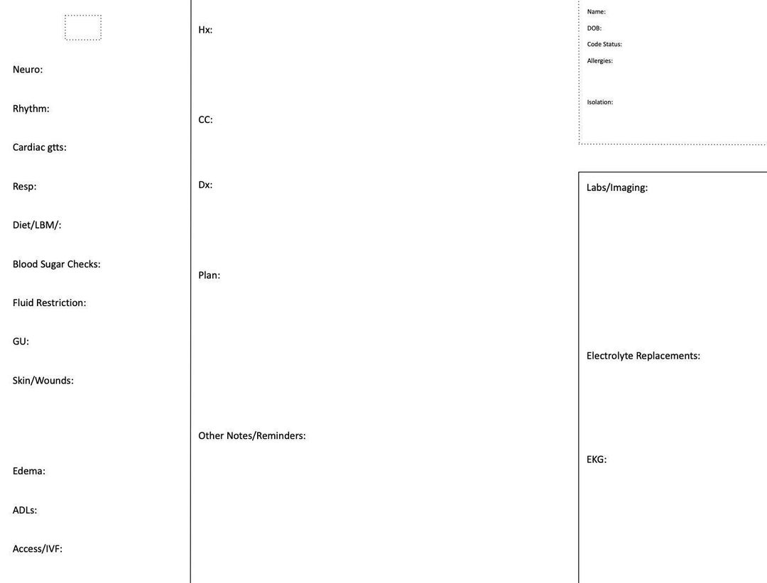 Simple Nurse Report Sheet - Etsy