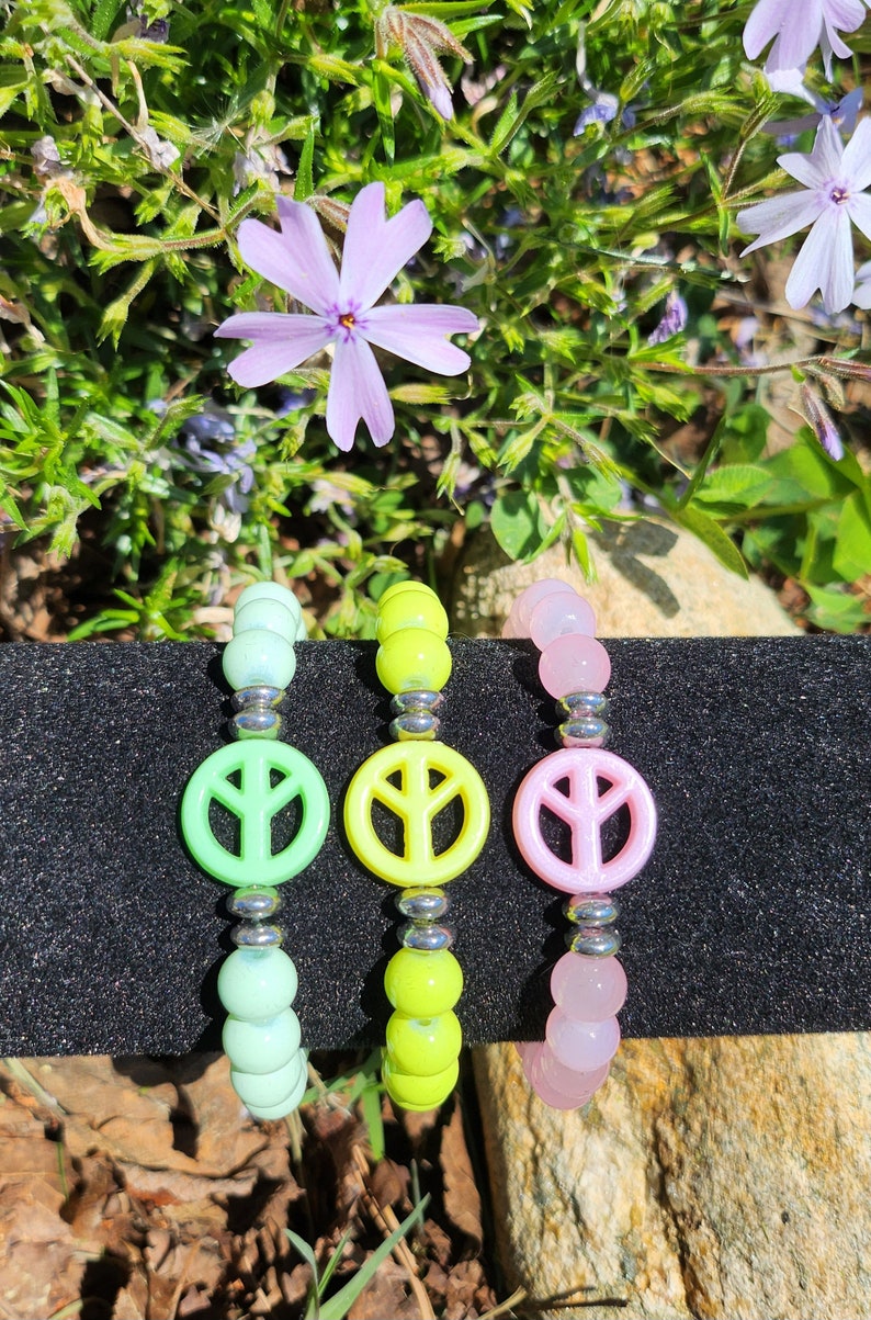 Peace Bracelet, 8mm Glass Bead Bracelets - Etsy
