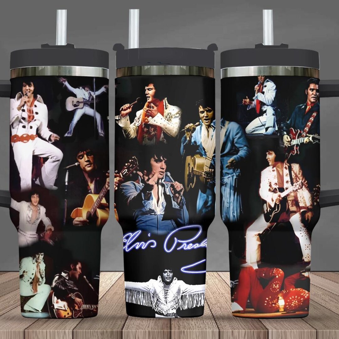 Elvis Presley 40oz Tumbler, Elvis King of Rock Stainless Tumbler, Rock ...