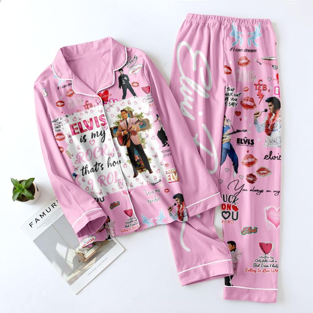 Vintage Elvis Presley Pajamas, Elvis Rock N Roll Pajamas Set, Music ...