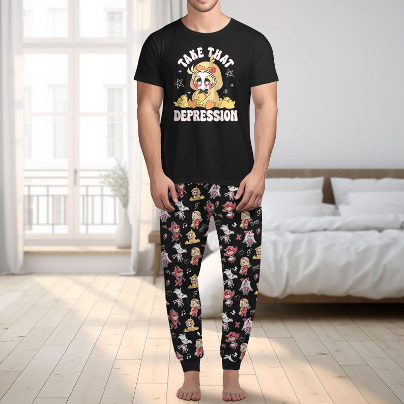 Lucifer Take That Depression Pajamas, Hazbin Hotel Pajamas Set, Lucifer ...