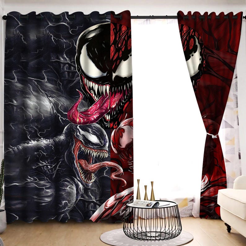 Venom Window Curtain, Spiderman Door Curtains, Horror Movie Curtains ...