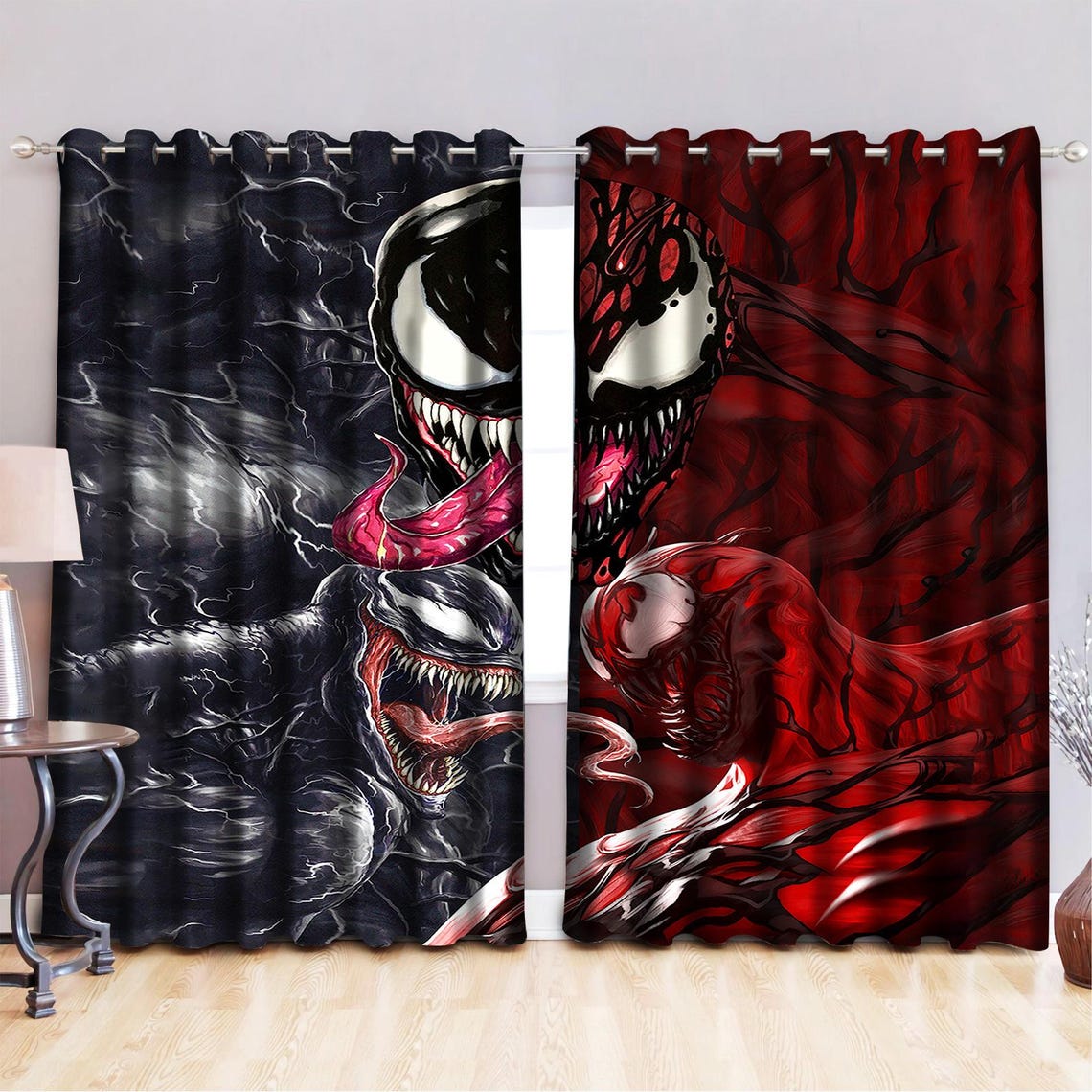 Venom Window Curtain, Spiderman Door Curtains, Horror Movie Curtains ...