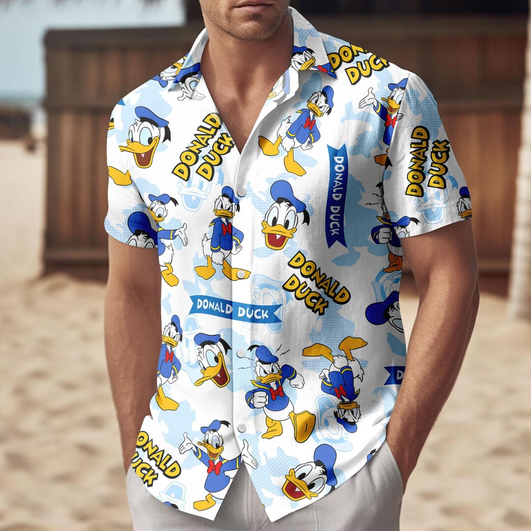 Disney Donald Duck Button Shirt, Donald Cartoon Hawaiian Shirt, Magic ...