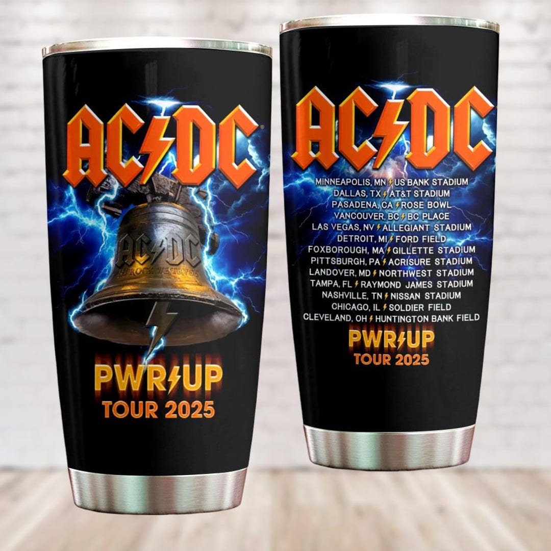 Vaso Power Up Tour 2025 de AC/DC, Vaso de banda de rock de AC/DC, Vaso de 20 oz Power Up Tour ...