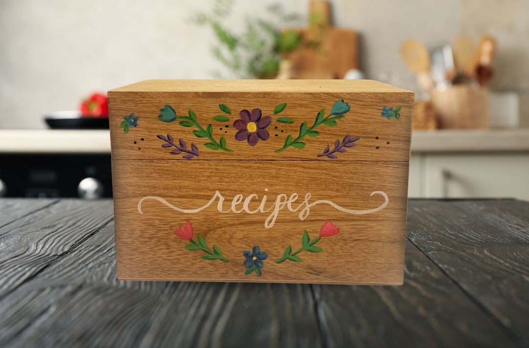 Handpainted Floral Recipe Box - Etsy