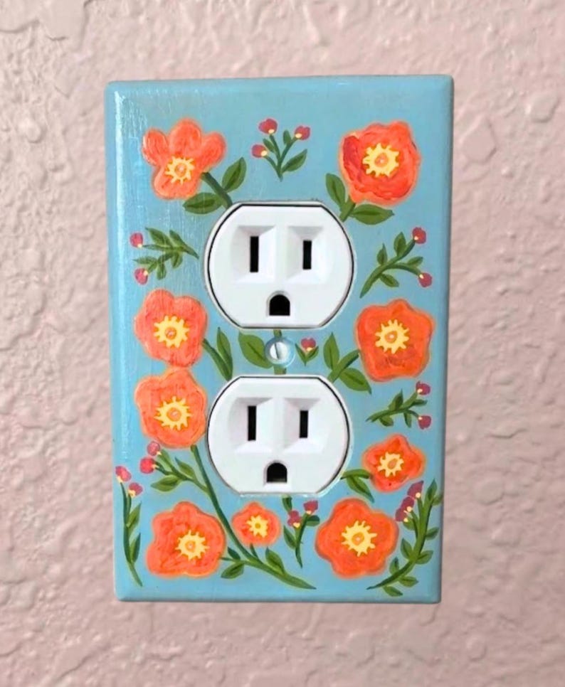 Hand Painted Outlet & Light Switch Covers | Boho Decor | Floral Design ...