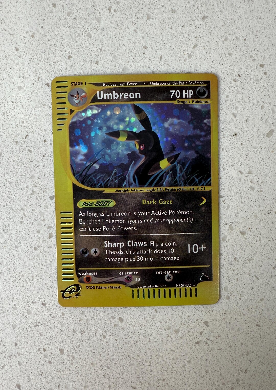 Umbreon Skyridge Holographic Pokemon Replica Card - Handmade Proxy - Etsy