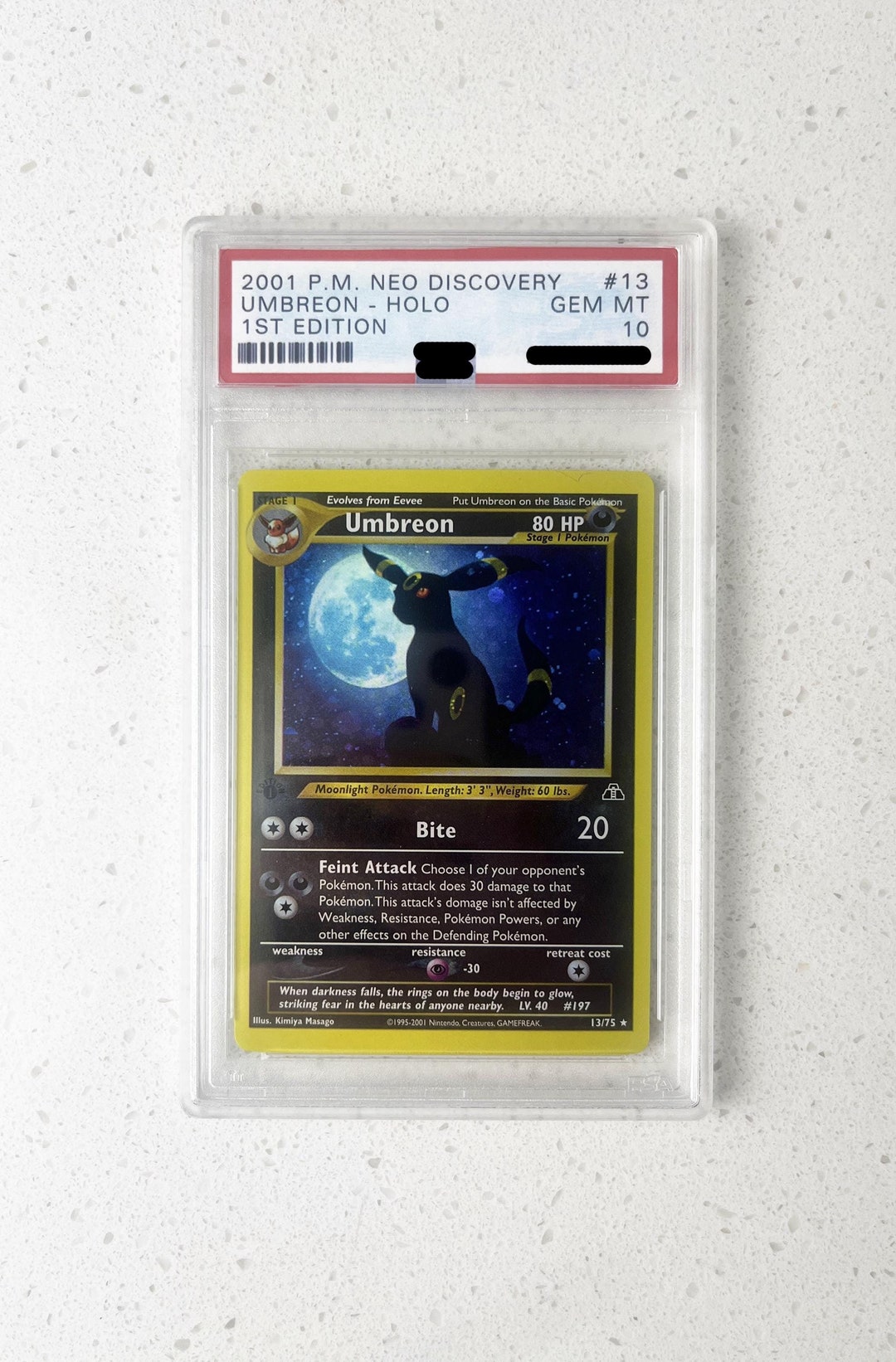 Umbreon Neo Discovery Graded 10 Holographic Pokemon Replica Card ...