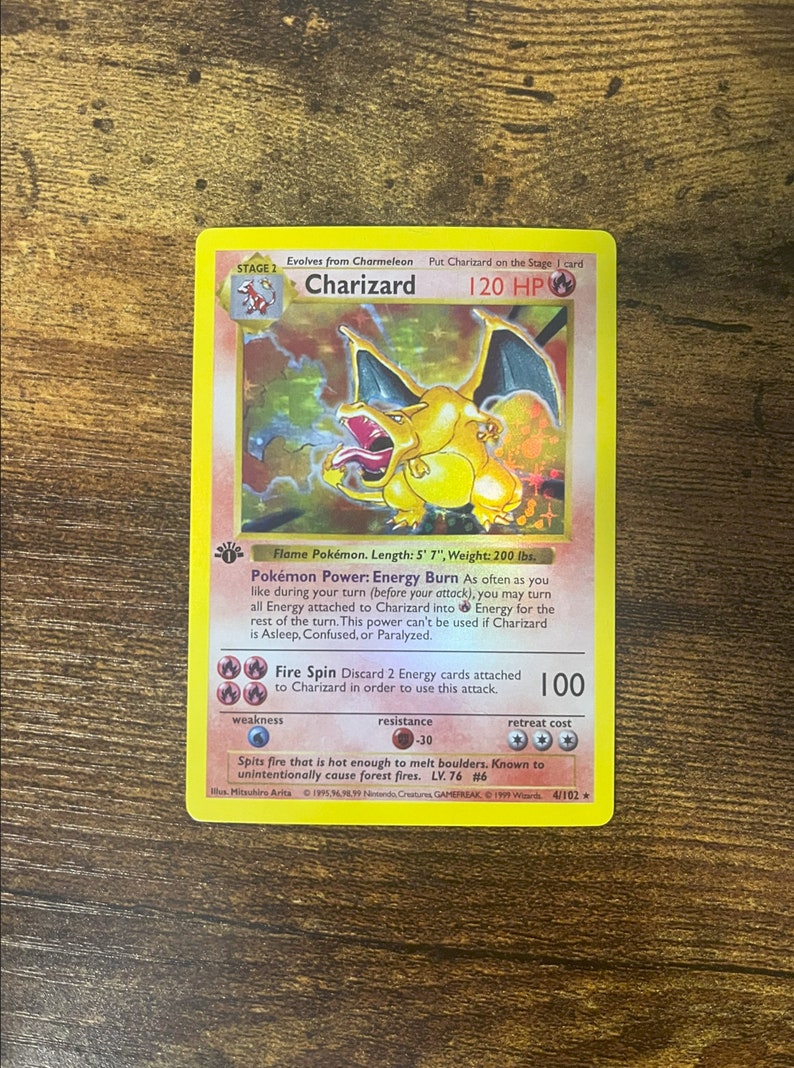 Charizard Shadowless 1st Edition Pokemon Replica Card Handmade Proxy - Etsy