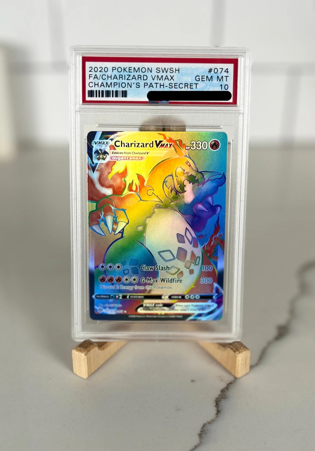 Charizard VMAX Rainbow Graded Holographic Pokemon Replica Card Handmade ...