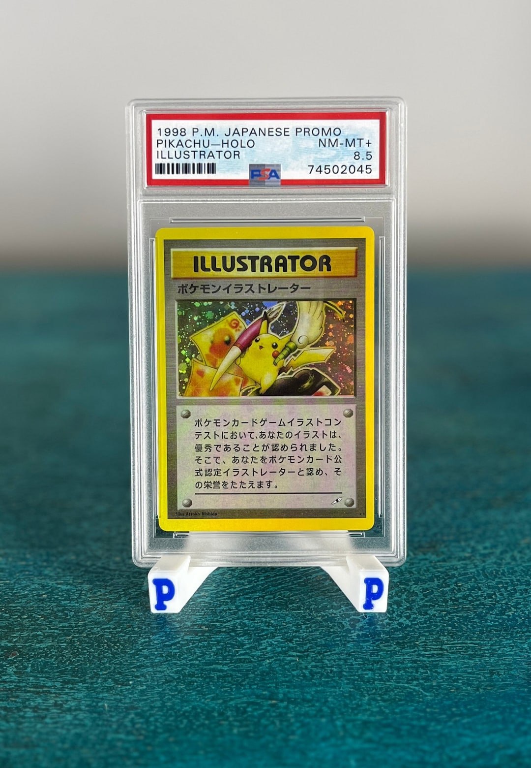 Pikachu Illustrator PSA 8.5 Graded Holographic Pokemon Replica Card ...
