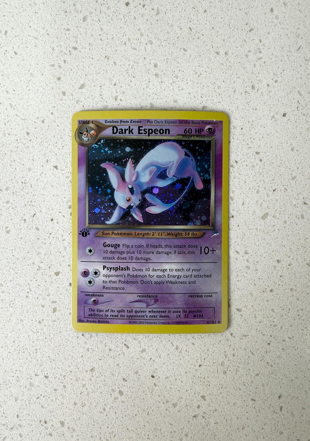 Dark Espeon Neo Destiny Holographic Pokemon Replica Card - Handmade ...
