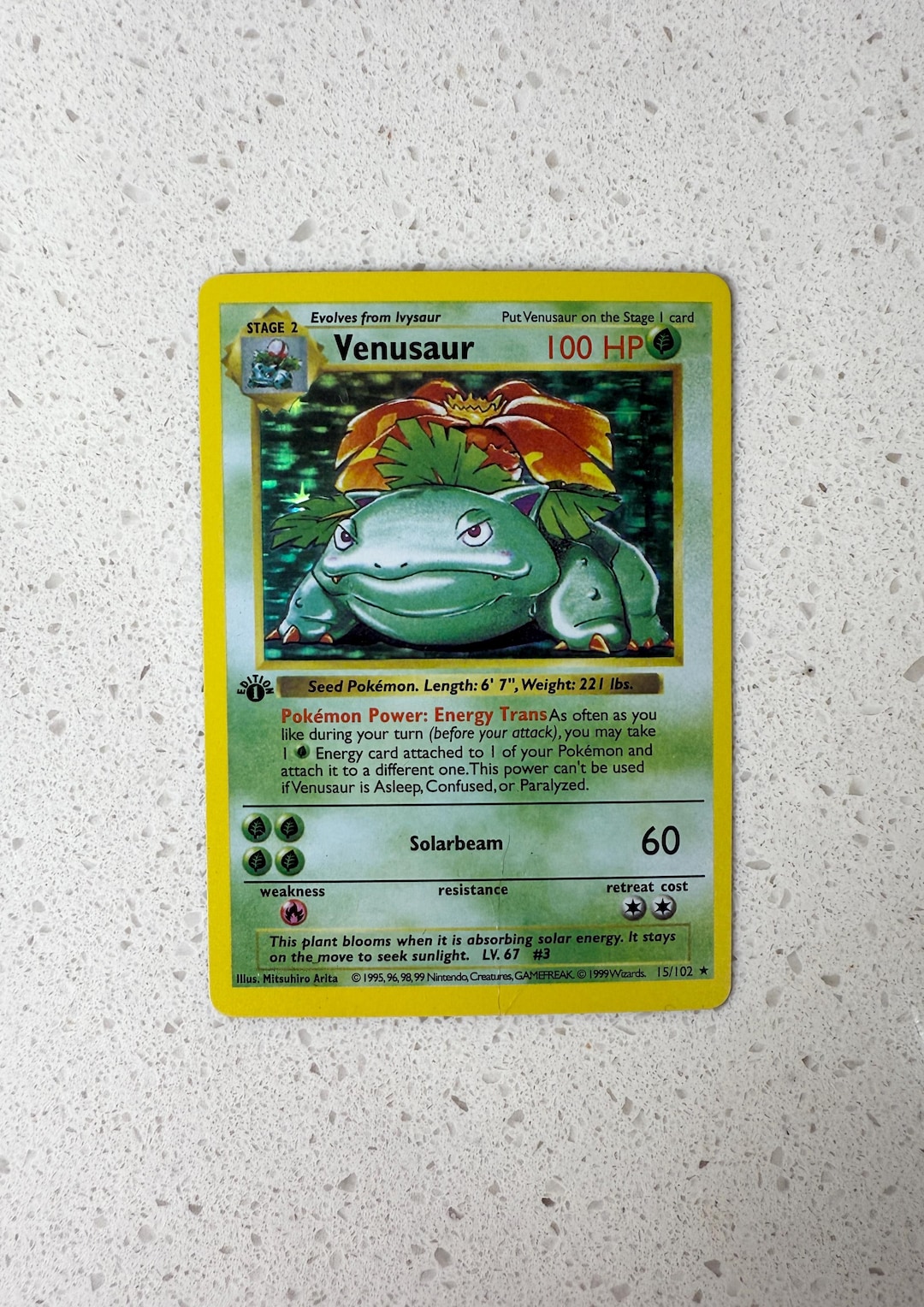 Venusaur 1st Edition Shadowless Holographic Pokemon Replica Card ...