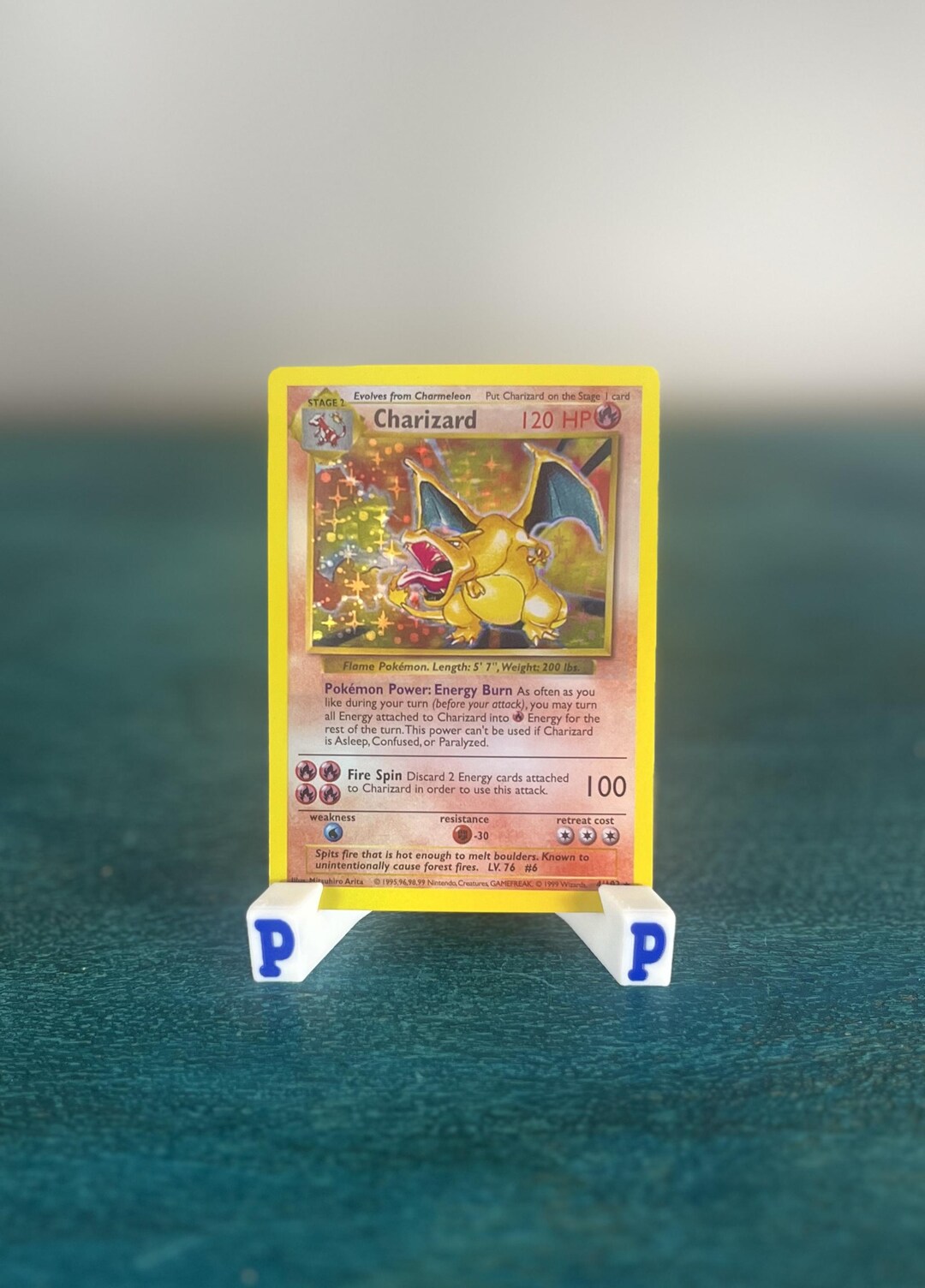 Charizard Base Set Unlimited Holographic Pokemon Replica Card Handmade ...