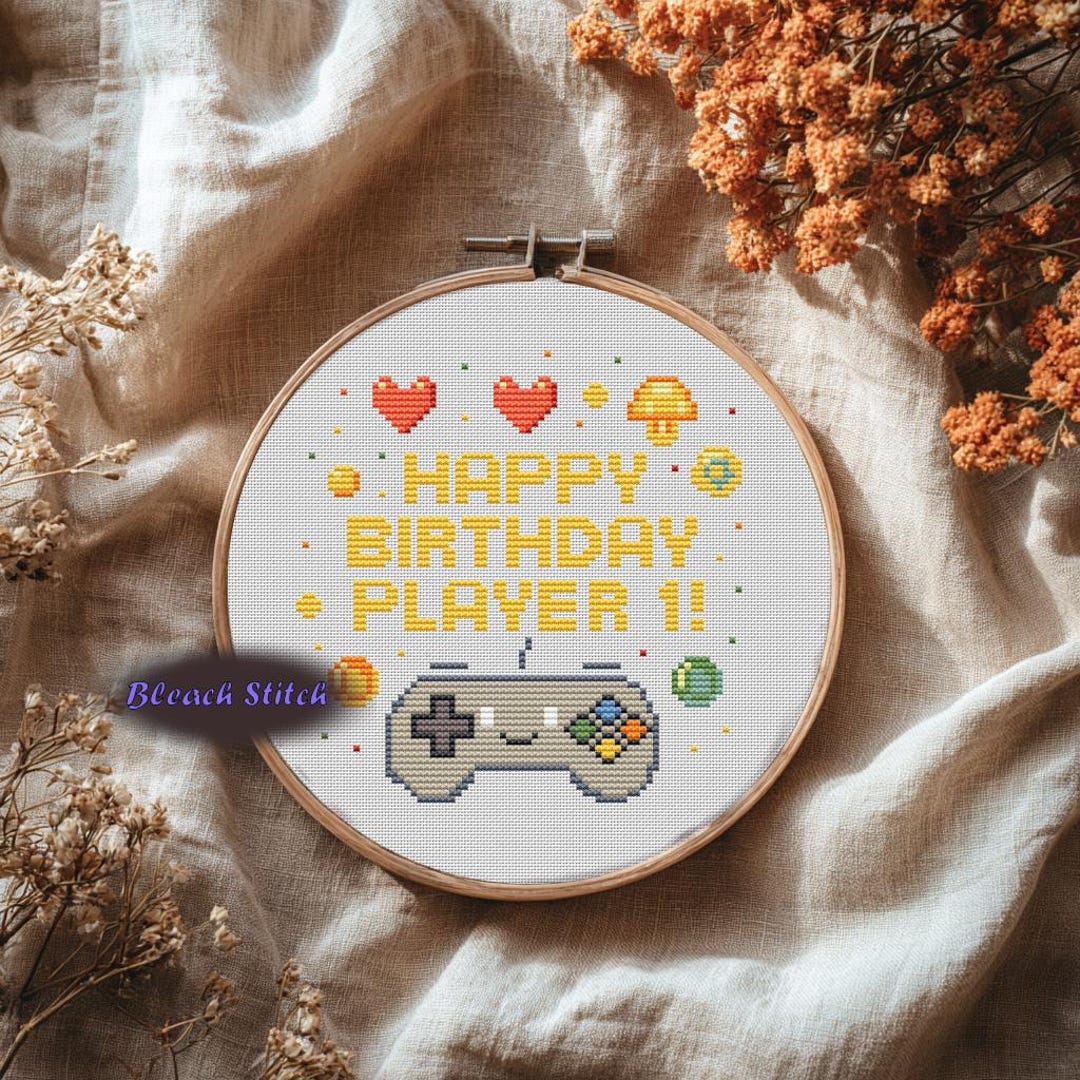 Cross Stitch Pattern, Gamer Birthday Design, Video Game Controller ...