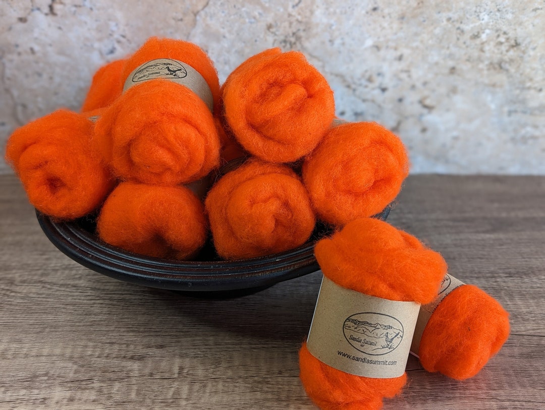 Orange Bright MAORI WOOL, 1 Ounce, Needle Felting Wool Batt by DHG - Etsy