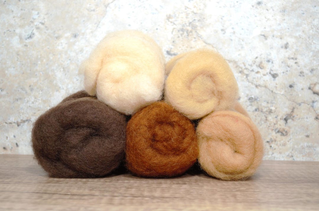 Skin Tones MAORI WOOL Sampler, 2.5 Ounce, Needle Felting Wool Batt by ...