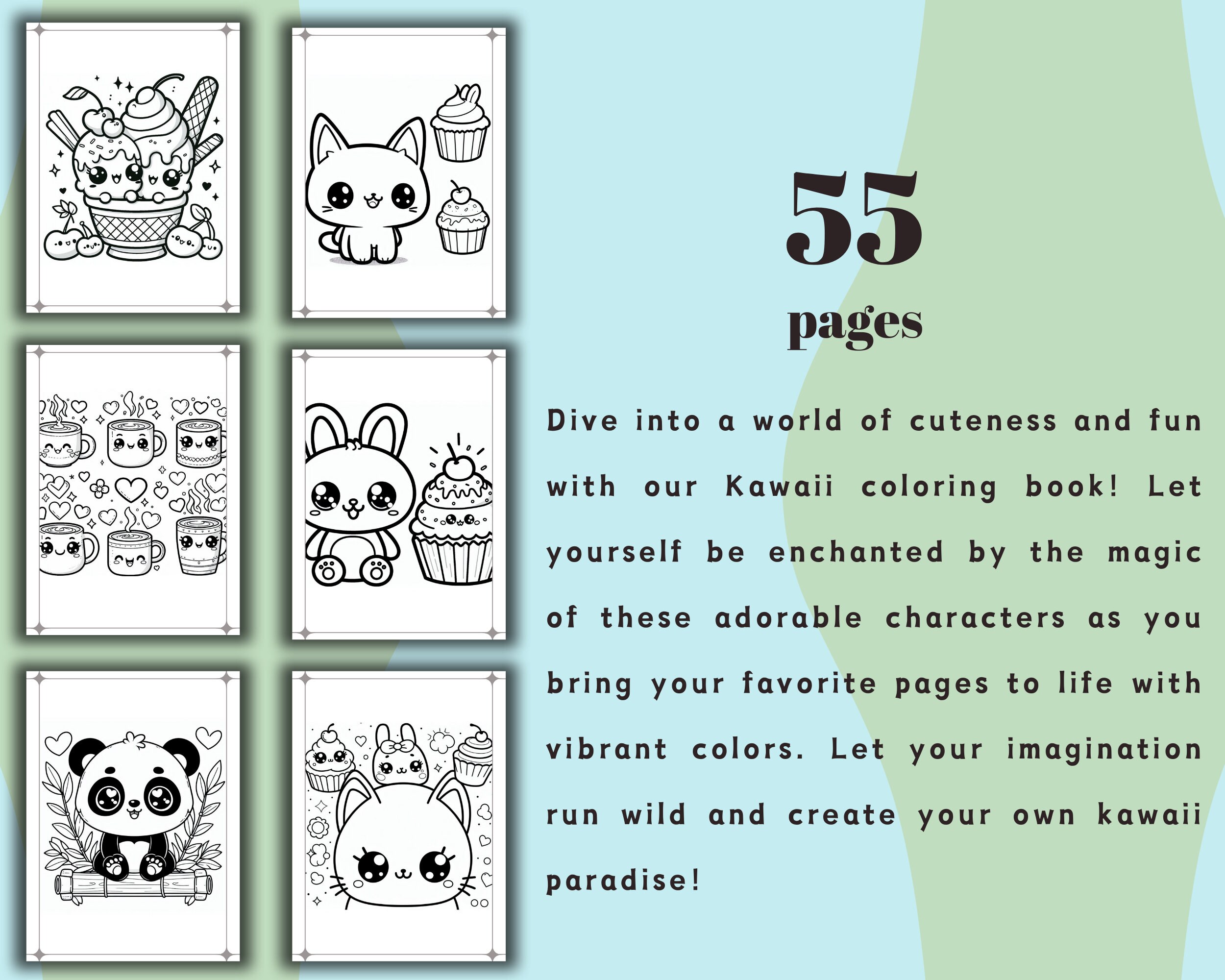 Kawaii Coloring Pages for Kids Cute Coloring Page Printable Coloring ...