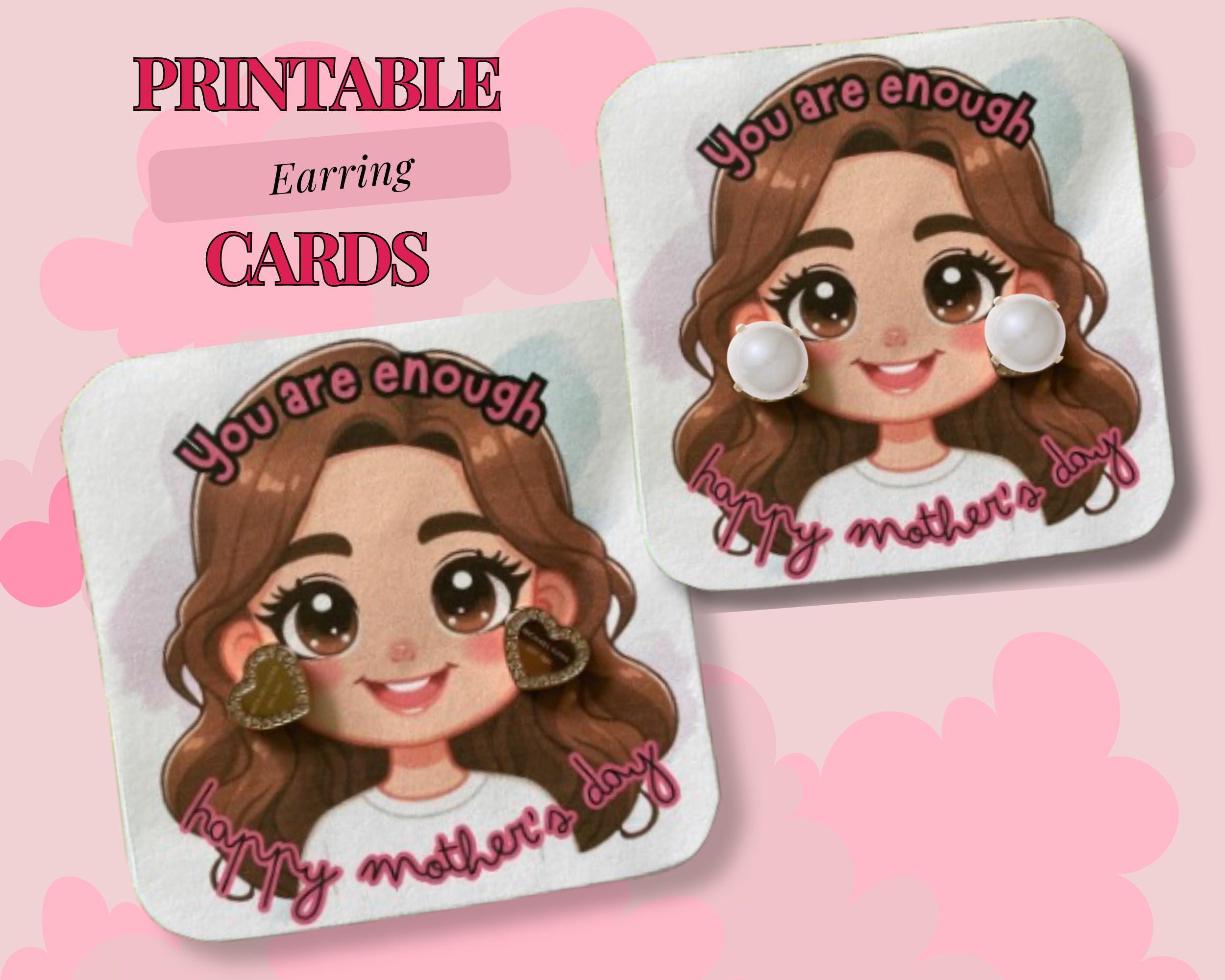 16 Custom Earring Display Card, Printable Earring Tag, Female ...