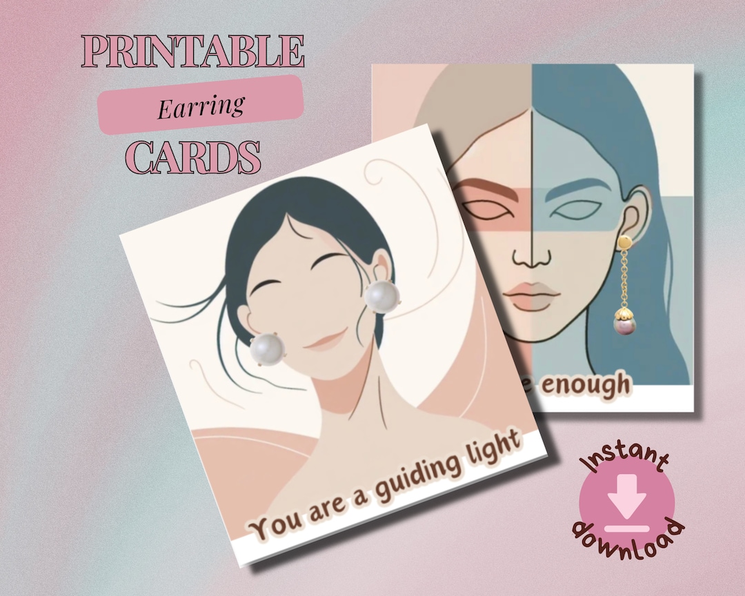 9 Custom Earring Display Card, Printable Earring Tag, Female Earring ...