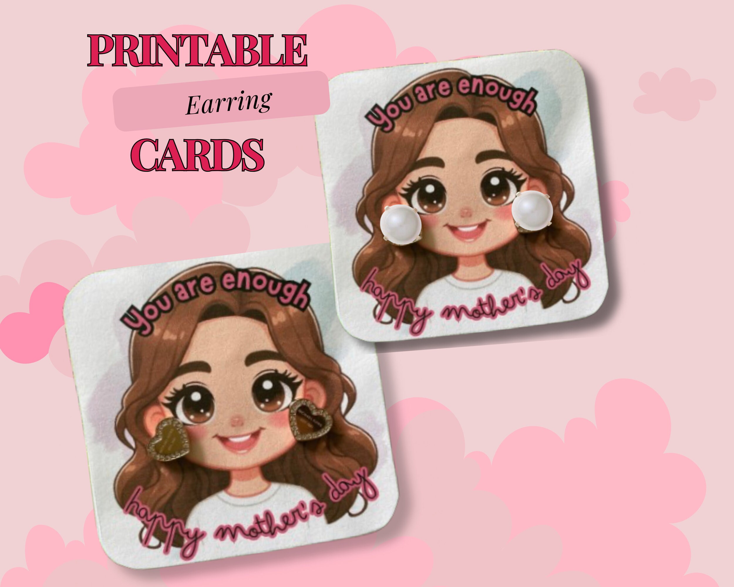 16 Custom Earring Display Card, Printable Earring Tag, Female ...