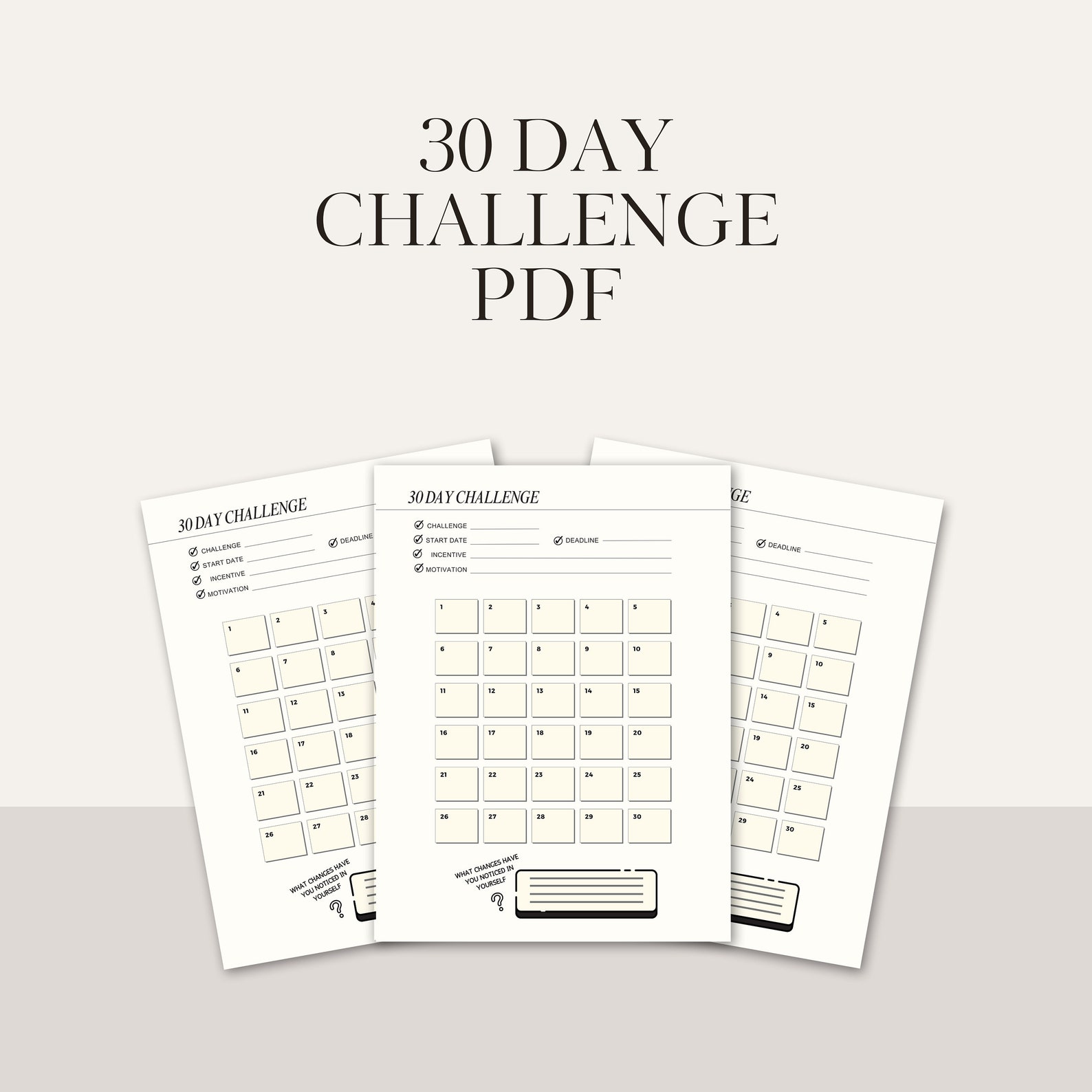 30 Day Challenge Tracker Printable, 30 Days Goal Tracker, Habit Forming ...