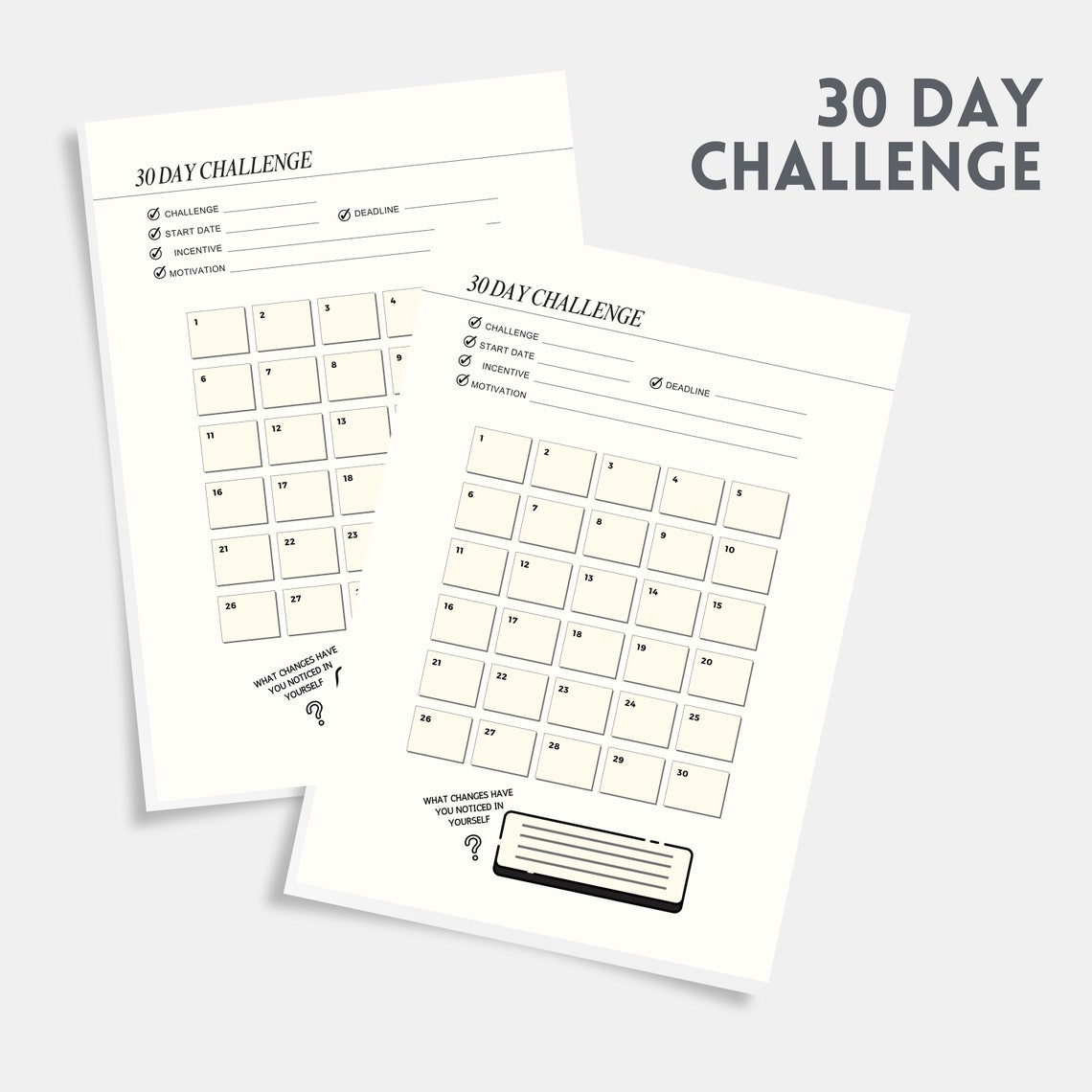 30 Day Challenge Tracker Printable, 30 Days Goal Tracker, Habit Forming ...
