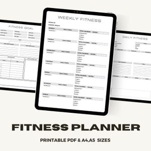 Printable Health and Fitness Planner Bundle, Fitness Journalt, Workout ...