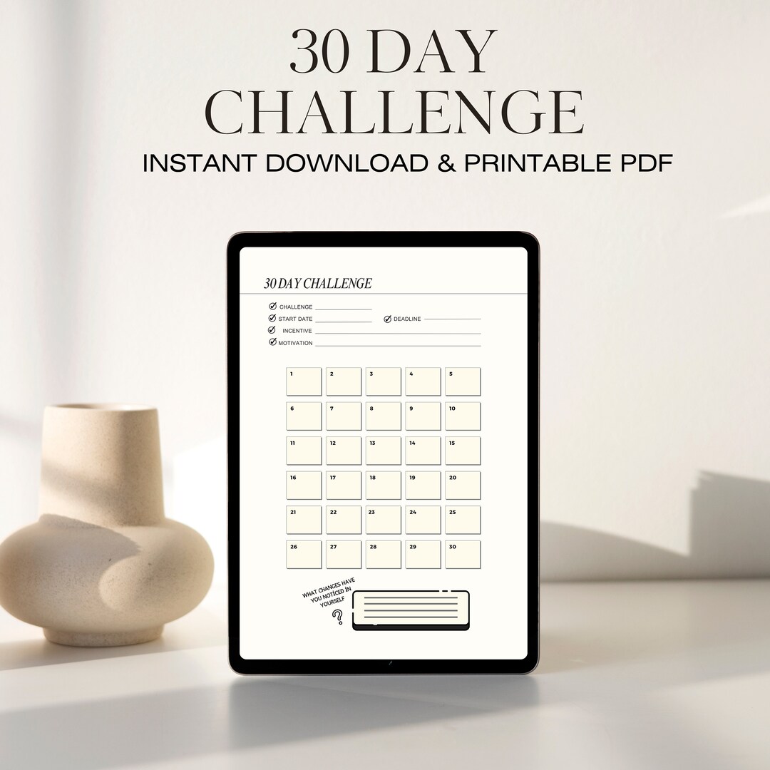 30 Day Challenge Tracker Printable, 30 Days Goal Tracker, Habit Forming ...
