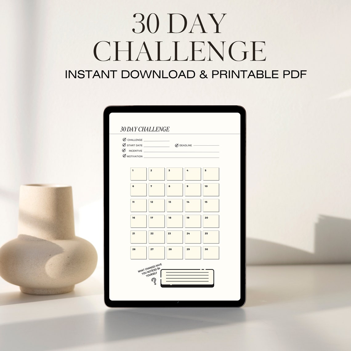 30 Day Challenge Tracker Printable, 30 Days Goal Tracker, Habit Forming ...