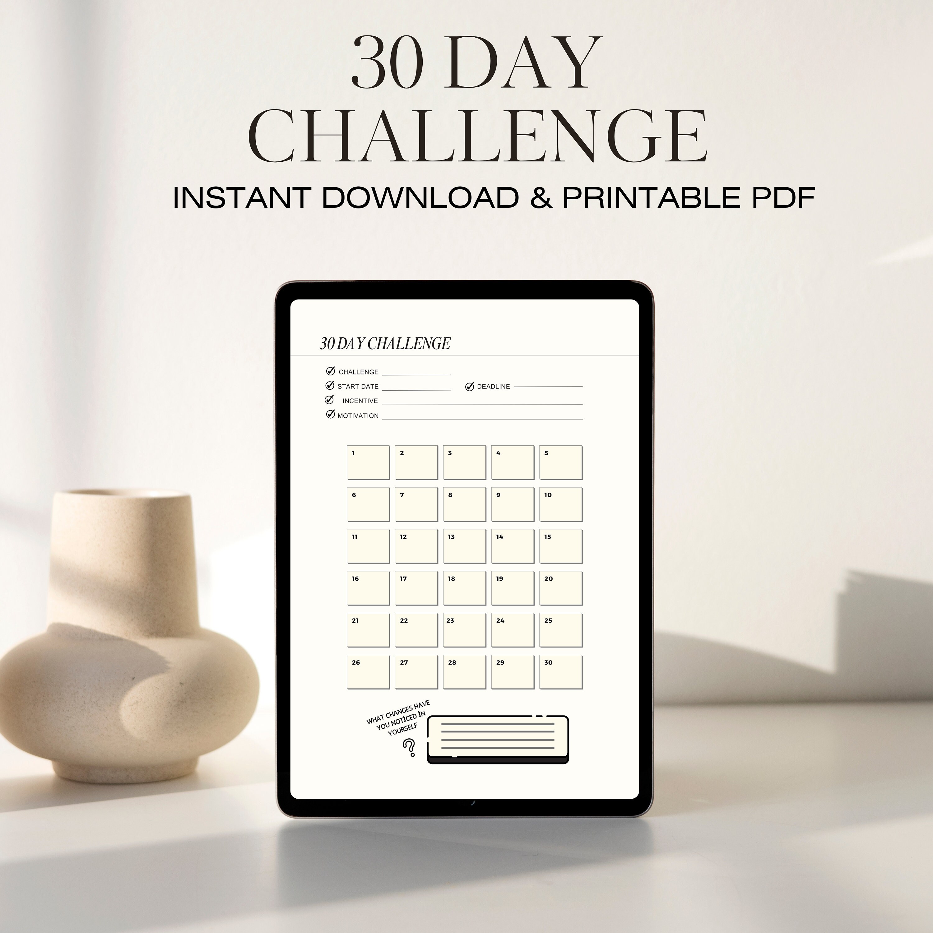 30 Day Challenge Tracker Printable, 30 Days Goal Tracker, Habit Forming ...
