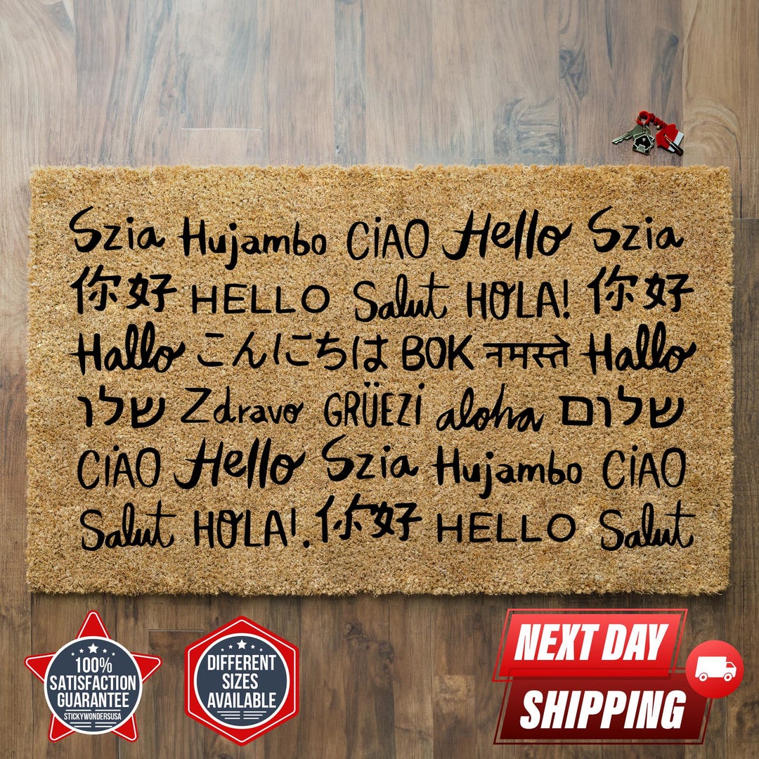 Hello Different Languages Doormat, Welcome Mat, Closing Gift, Home Gift ...