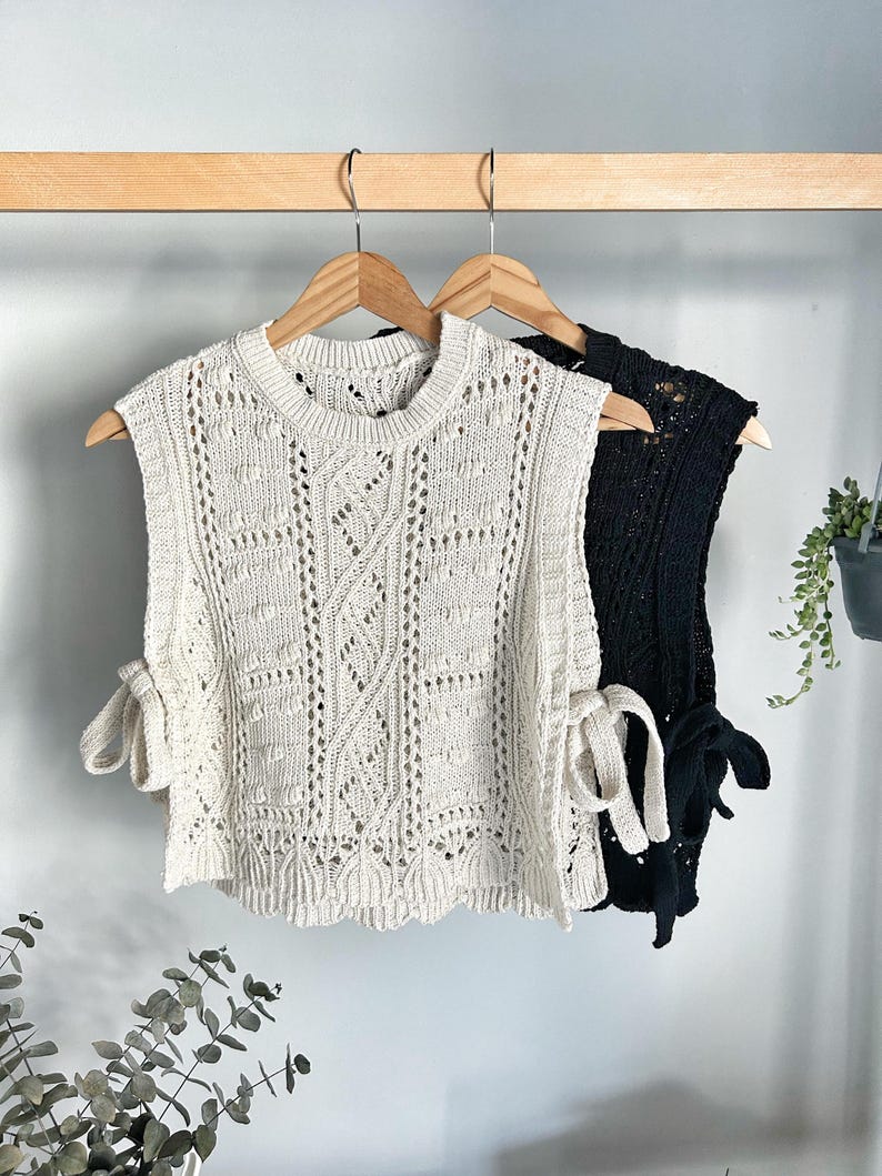 Side-tie Bow Knitted Sweater: Lightweight Sleeveless Sweater - UK Size ...