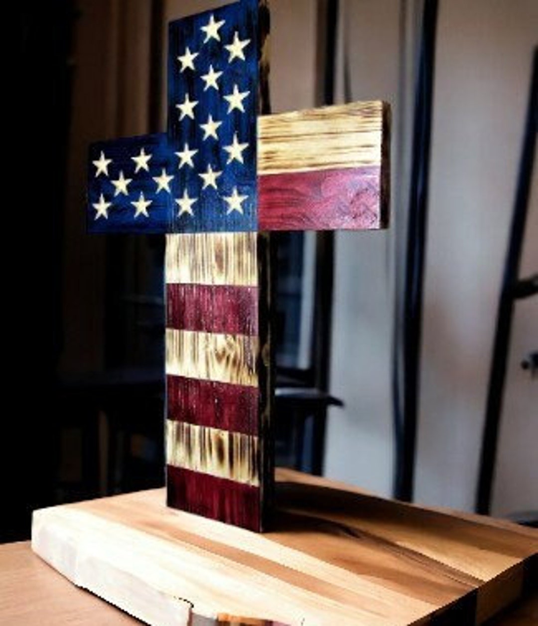 American Flag ,american Flag Wooden Carved Cross, Patriotic Wall Cross ...