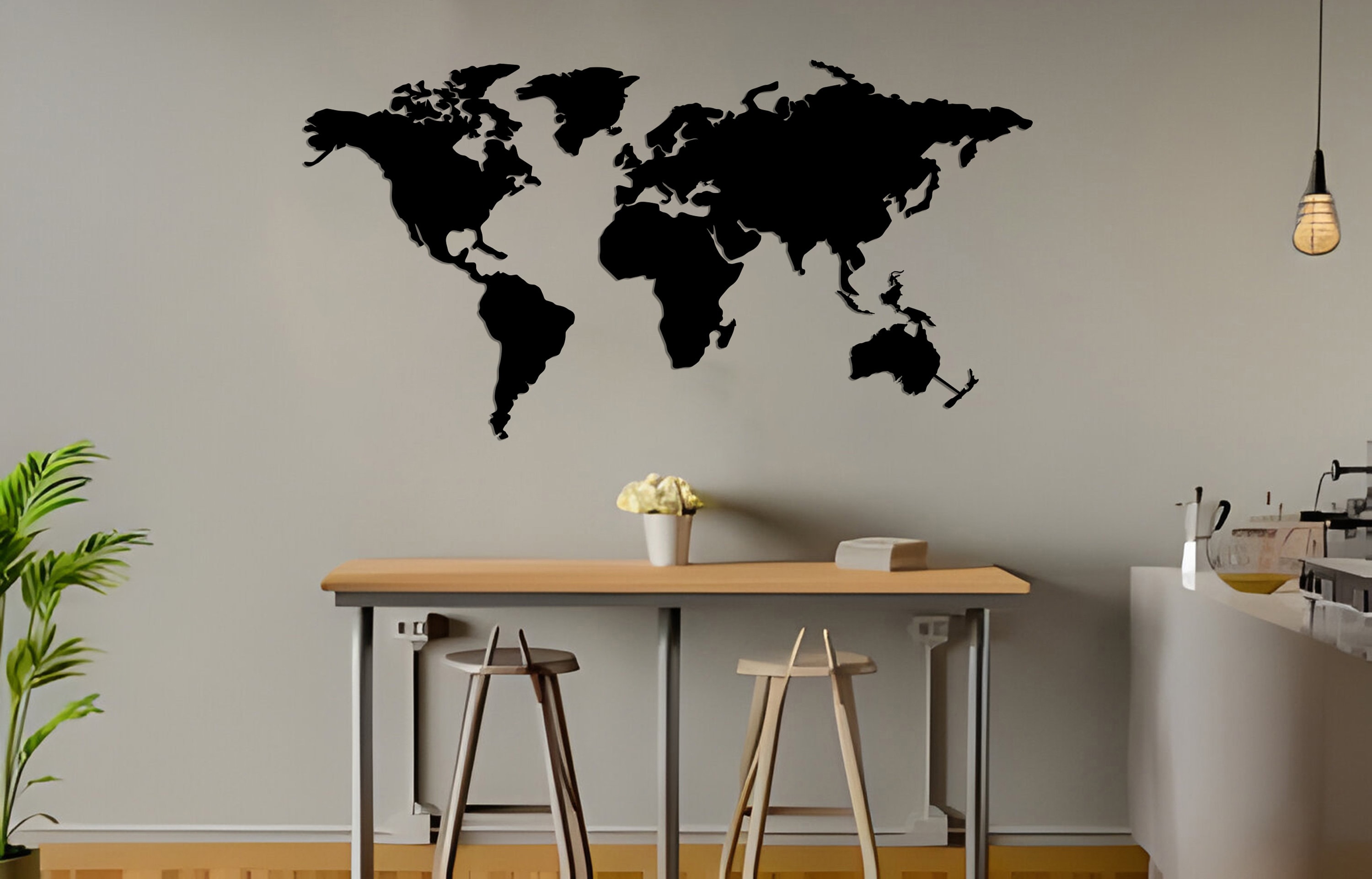 World Map 4 Piece Metal Wall Art Wall Decor Indoor Outdoor Display ...