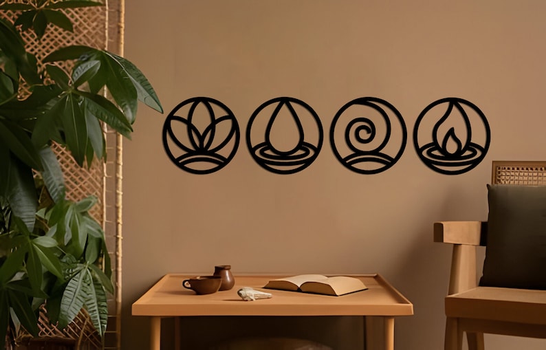 Four Elements Metal Wall Art - Metal Wall Decor - Perfect for Indoor ...