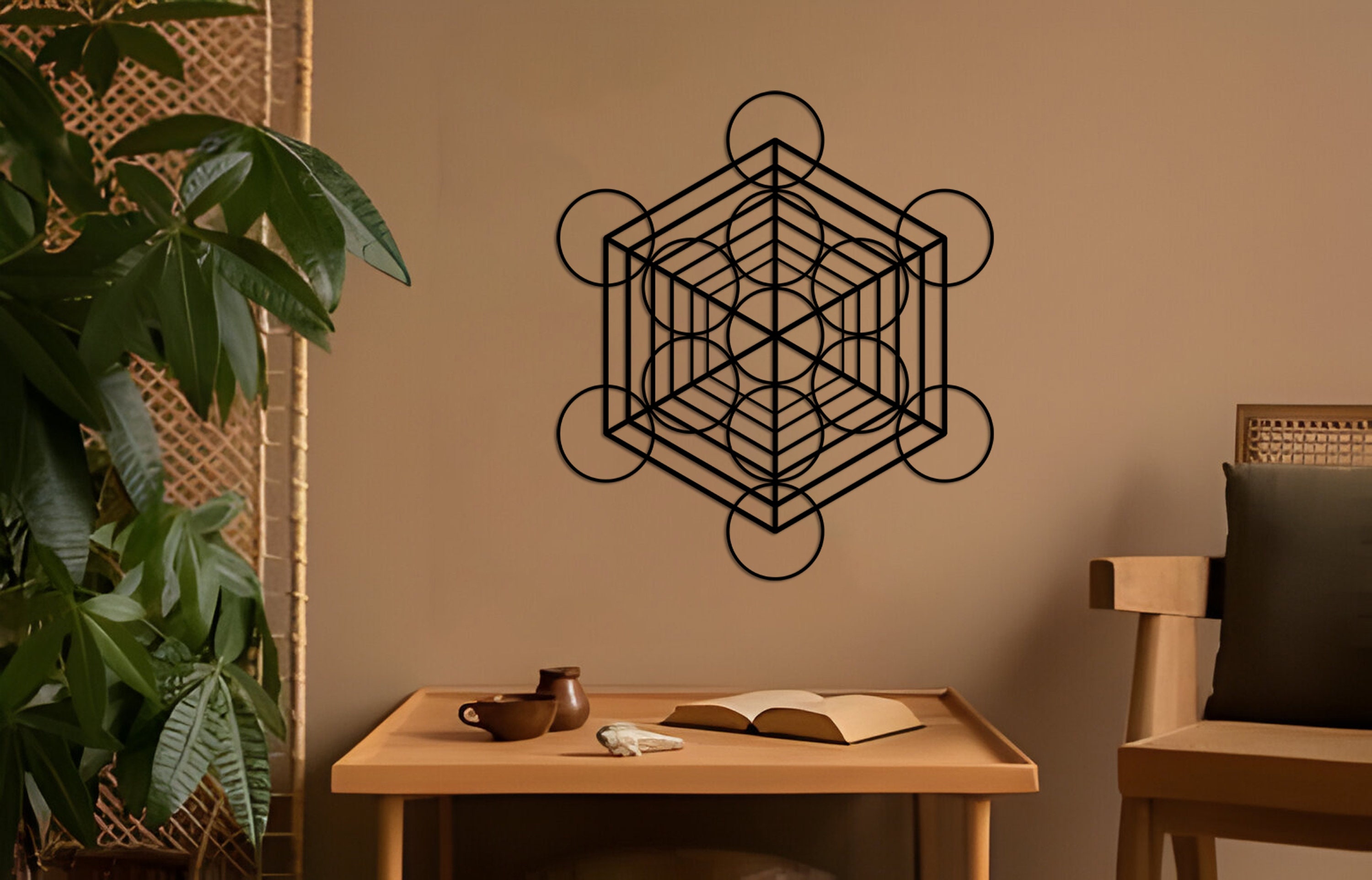 Metatron Cube Metal Wall Art - Sacred Geometry Design - Handcrafted ...