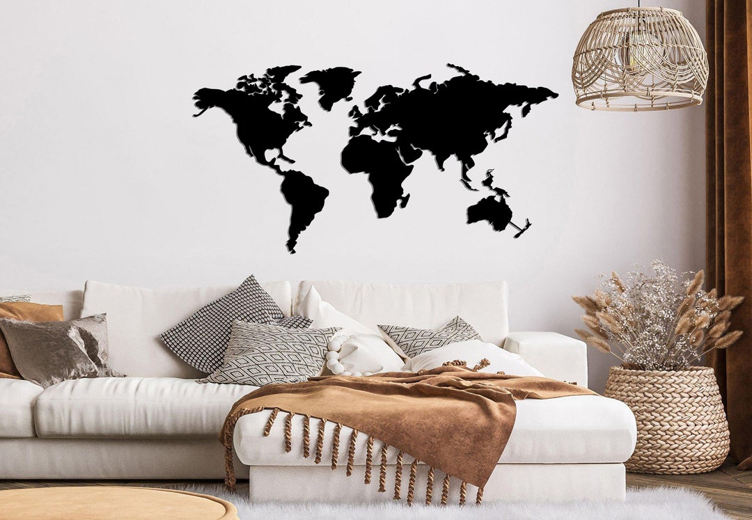 World Map 4 Piece Metal Wall Art - Wall Decor - Indoor Outdoor Display ...