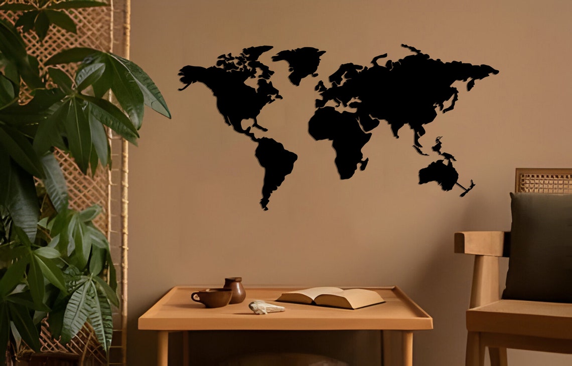World Map 4 Piece Metal Wall Art - Wall Decor - Indoor Outdoor Display ...