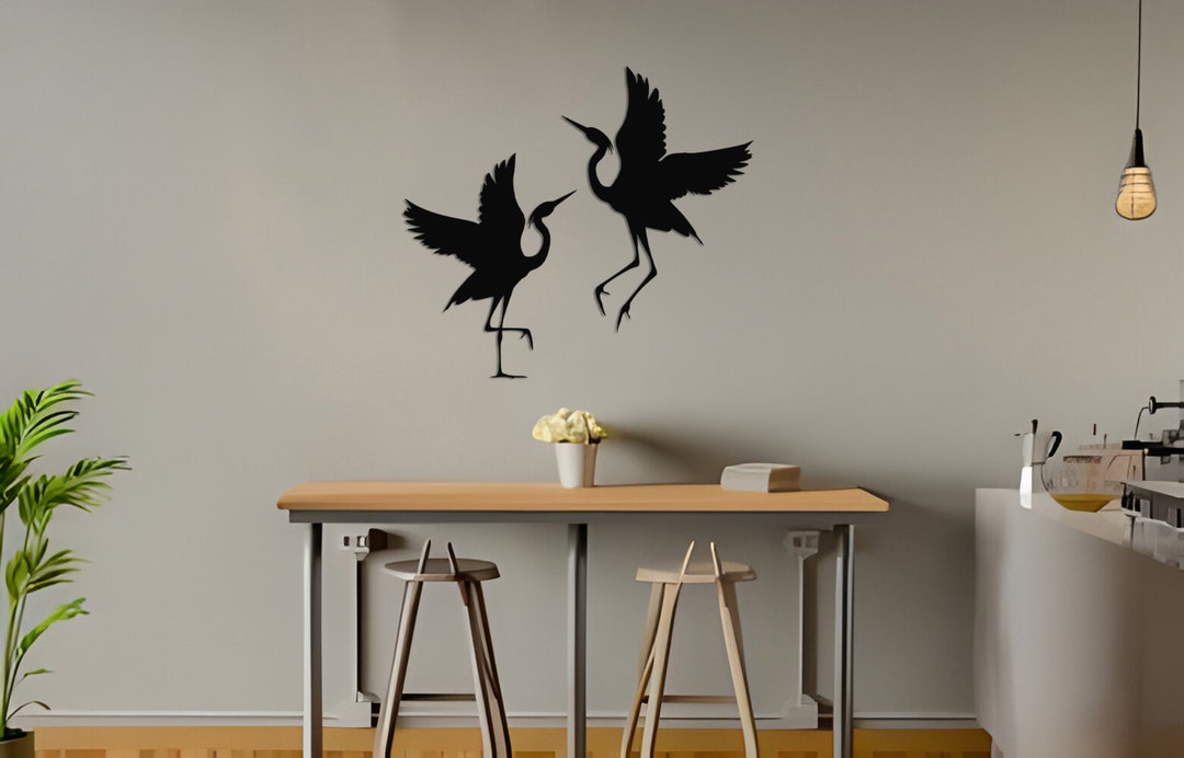 Birds Wall Decor, Storks Birds Art, Set of 2 Metal Wall Art - Nature ...