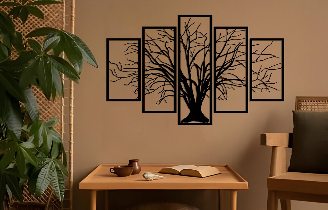 Tree Branch 5 Piece Metal Wall Art Large Metal Wall Decor Perfect for ...