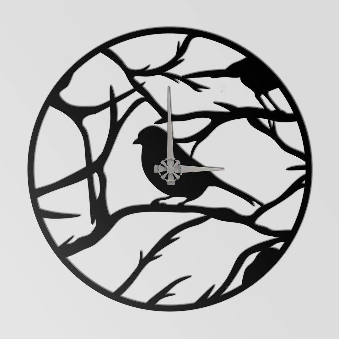 Birds on Branch Metal Wall Clock: Modern Nature-inspired Steel Art - Etsy
