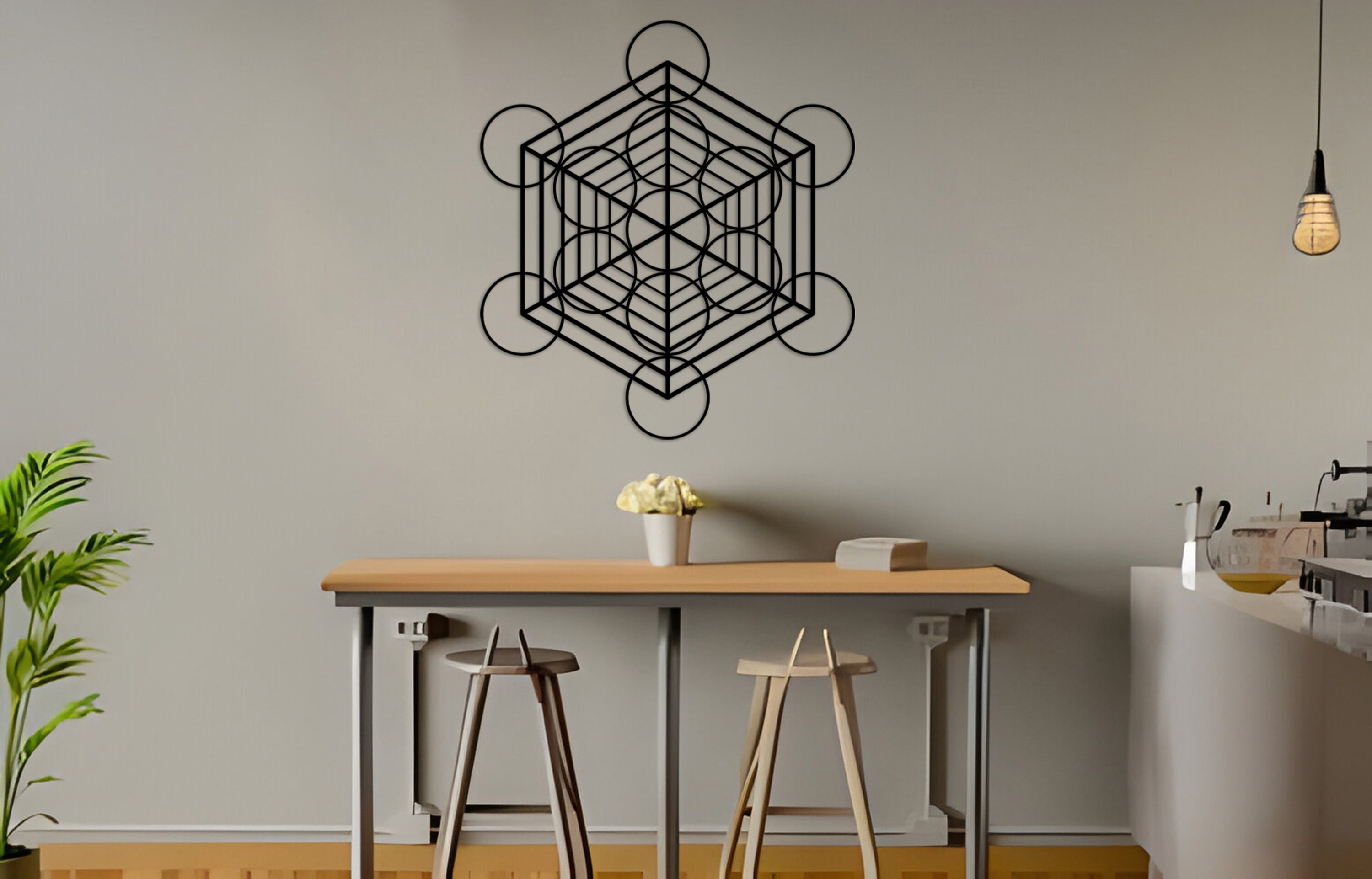 Metatron Cube Metal Wall Art Sacred Geometry Design Handcrafted Indoor ...