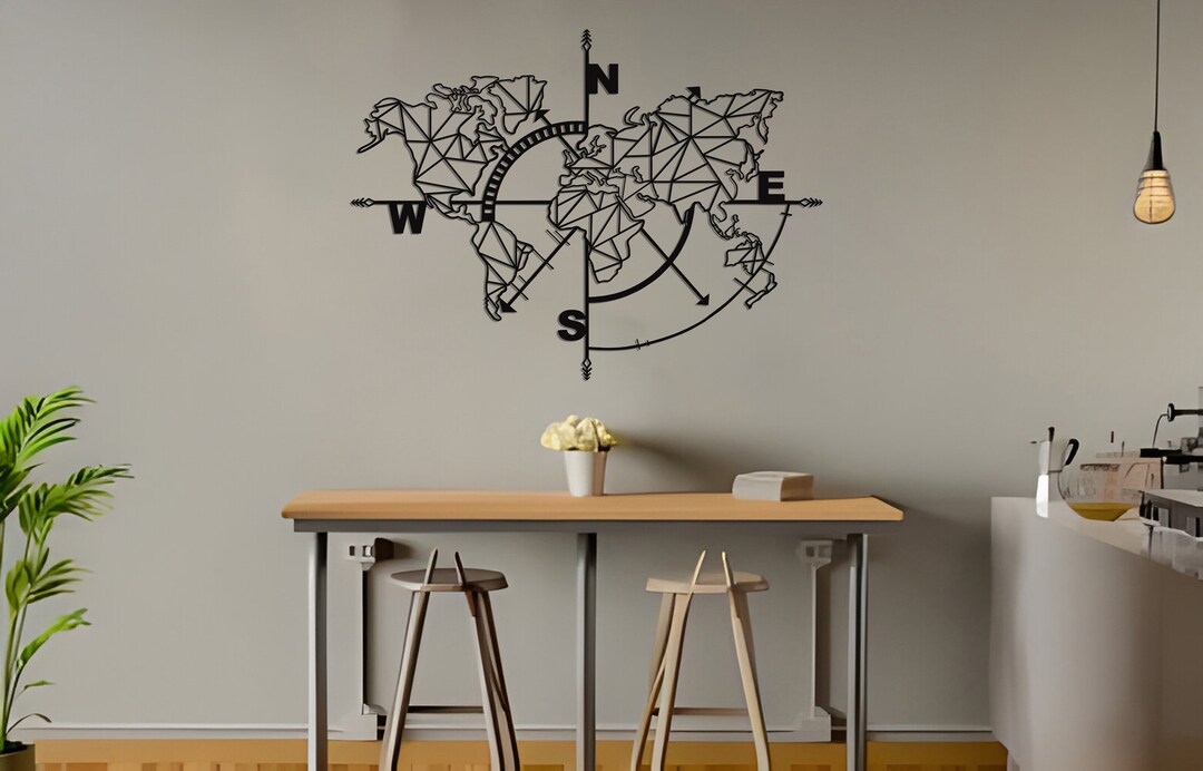 World Map Metal Wall Art - Wall Decor - Indoor Outdoor Display - Unique ...