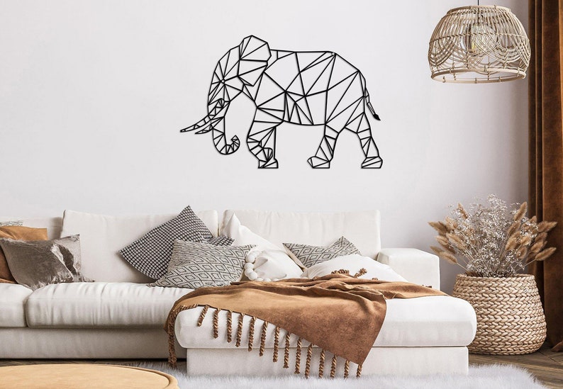 Geometric Elephant Metal Wall Art: Indoor Outdoor Decor - Etsy