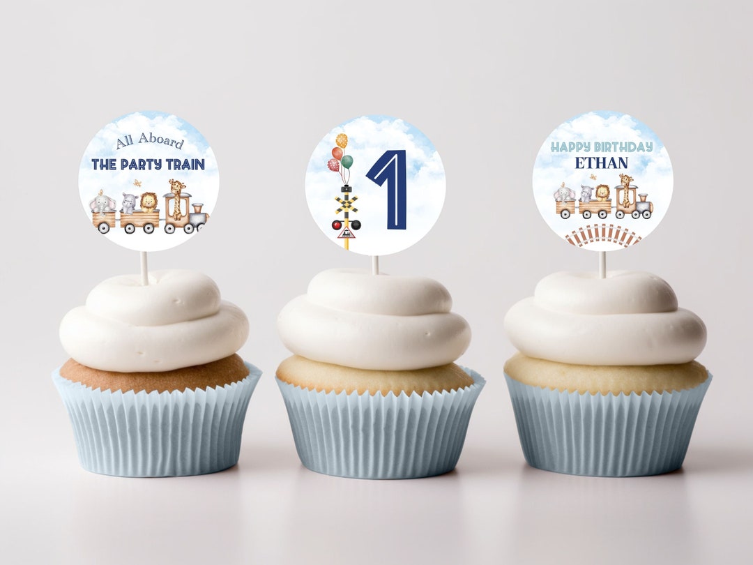 Train Cupcake Toppers Baby Birthday Cupcake Topper Trains Cupcake ...