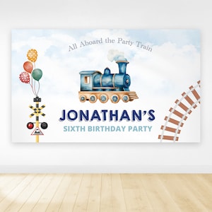 Train Birthday Backdrop Banner Boys Birthday Photo Backdrop Trains Wall ...