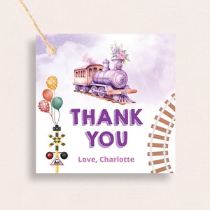 Train Birthday Thank You Card Girls Train Thank You Card Trains ...
