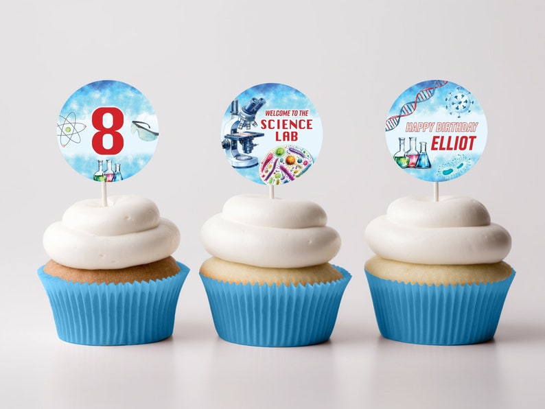 Science Cupcake Toppers Boys Birthday Cupcake Topper Scientist Cupcake ...